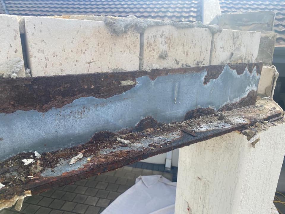 Rusted T Bar Lintel Repairs - Recent Project | Halls Construction