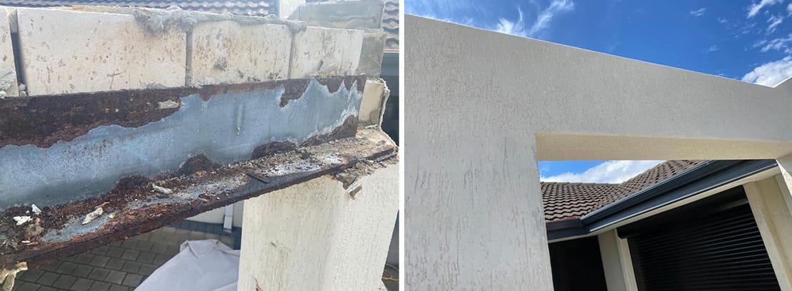 Rusted T Bar Lintel Repairs - Recent Project | Halls Construction