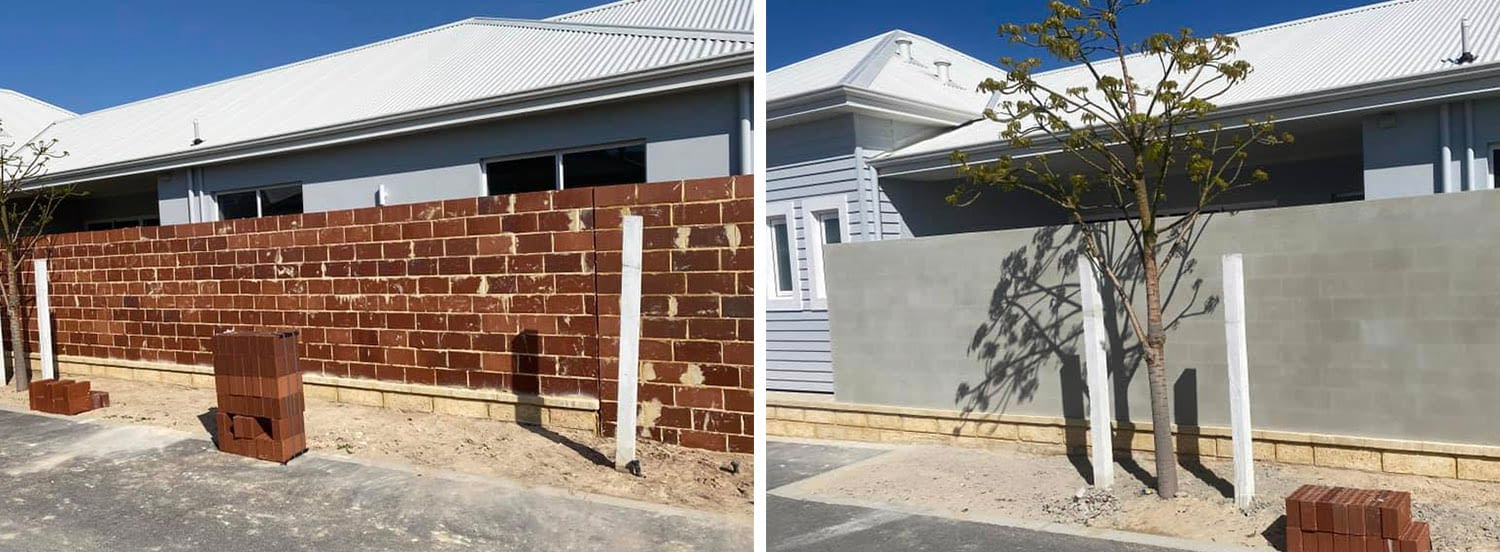 Brick & Rendered Boundary Wall with Backing Piers | Halls Construction